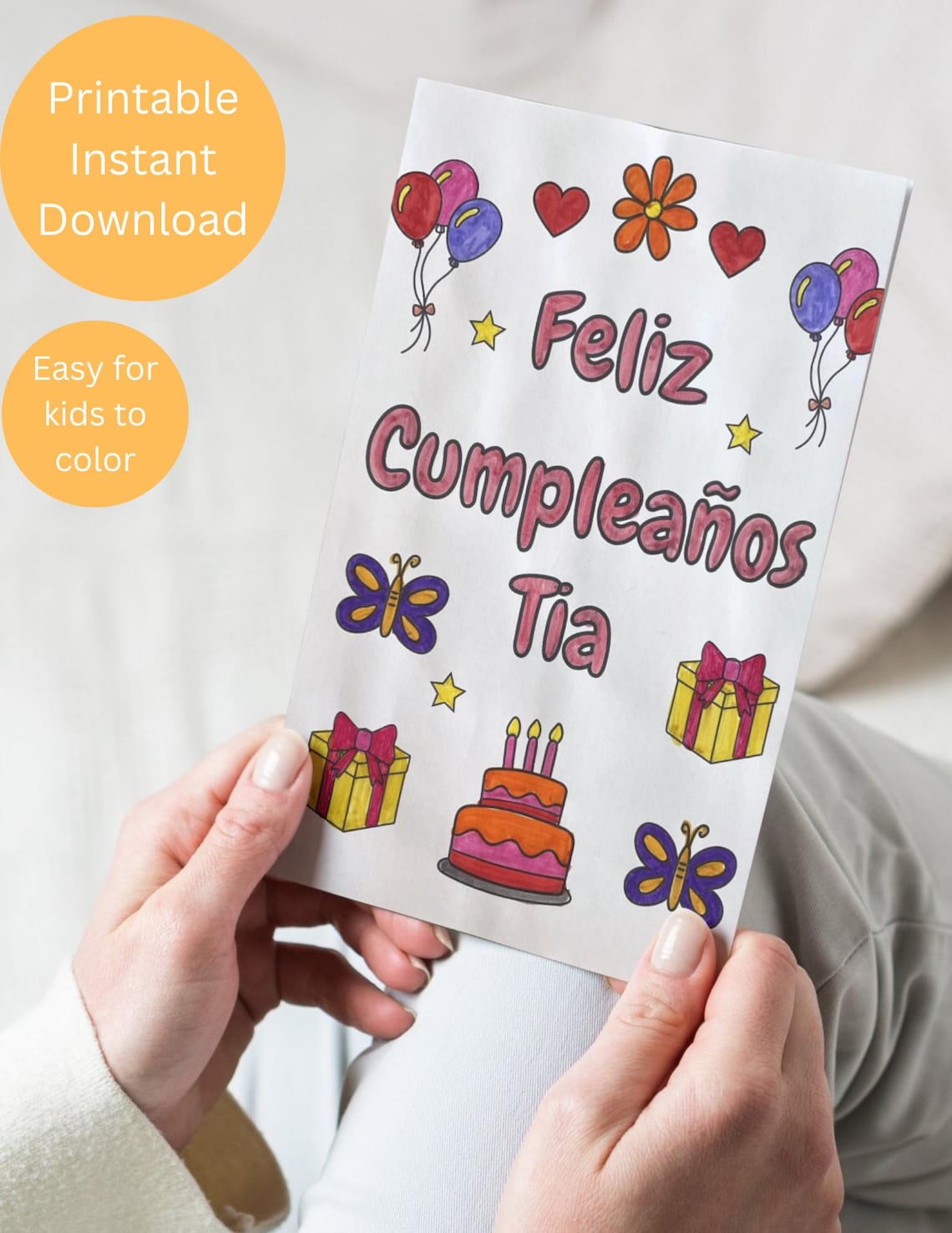 Feliz Cumpleaños Tia Printable Coloring Page for Your Kids to Color for ...