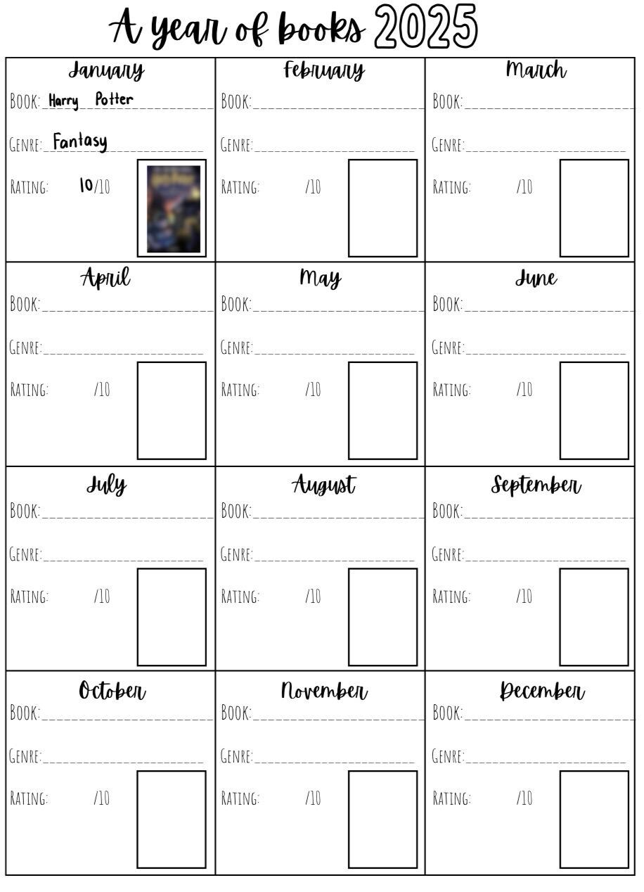 2025 Book Calendar- Black and White - Etsy
