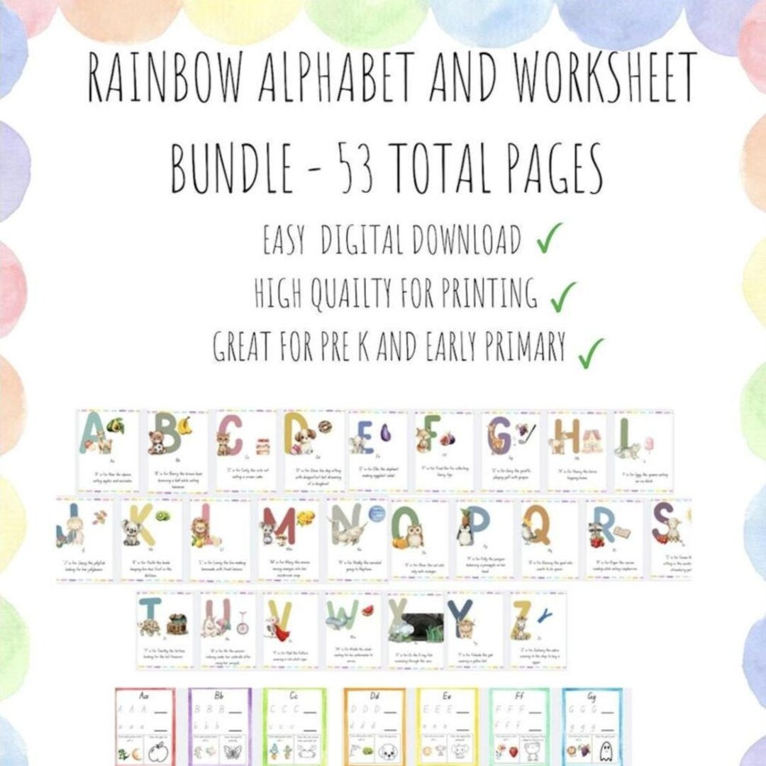 Preschool and Kindergarten Alphabet and Worksheet Bundle - 53 Pages - Etsy