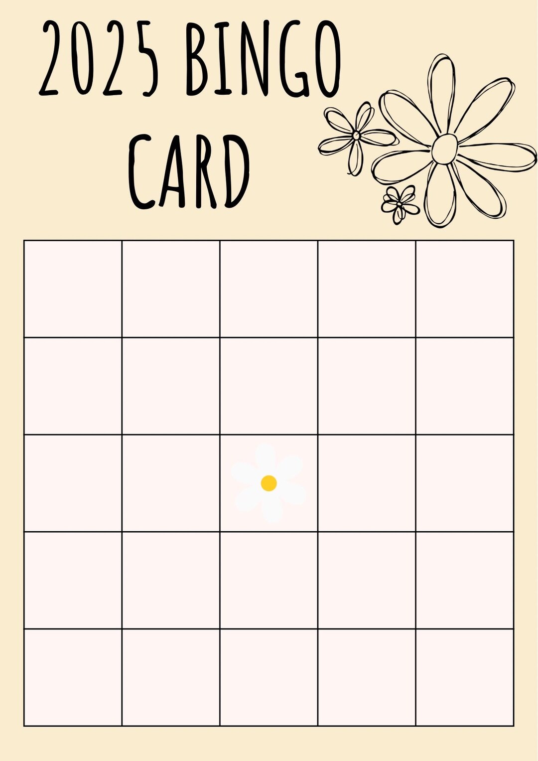 2025 Bingo Card- Daisy - Etsy