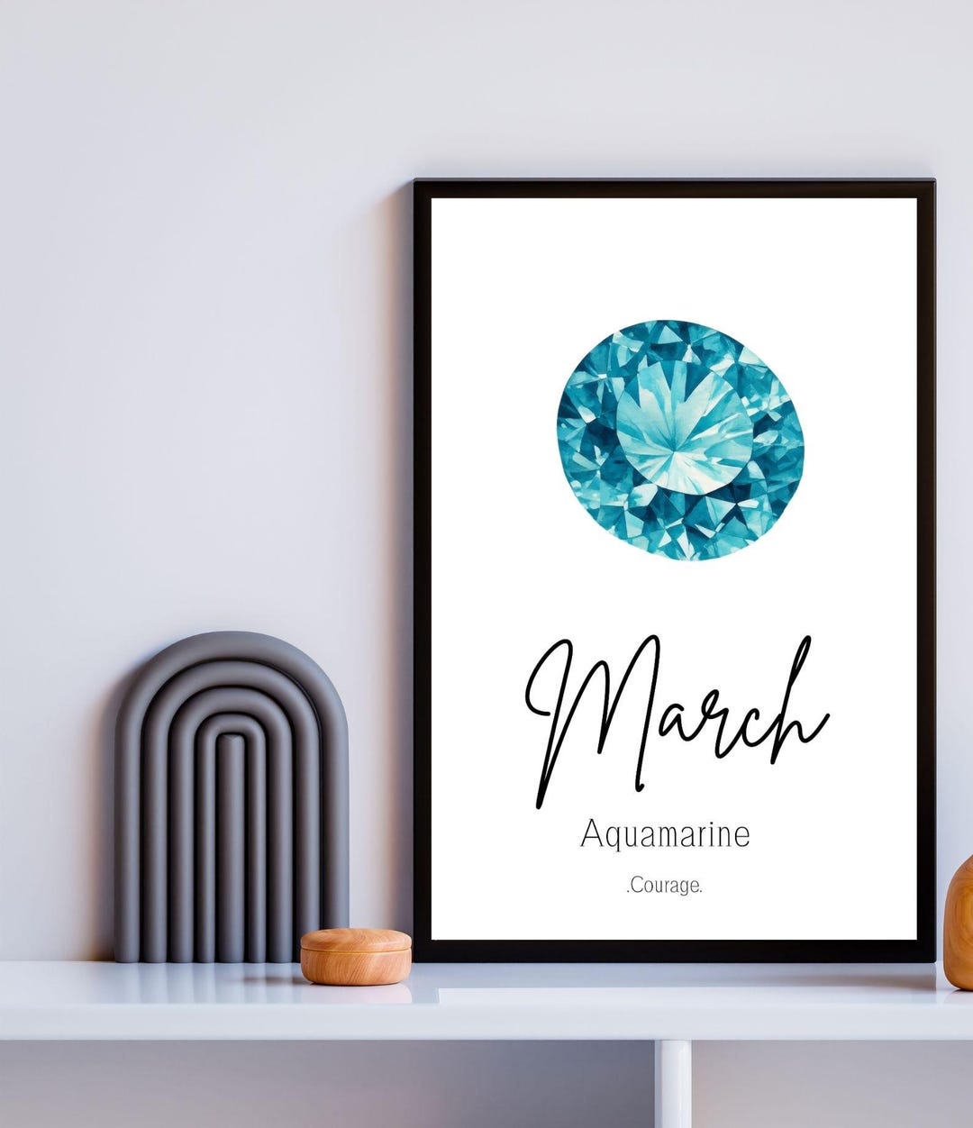 March Birthstone Poster - Etsy