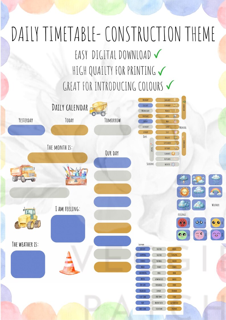 Daily Timetable Construction Theme - Etsy