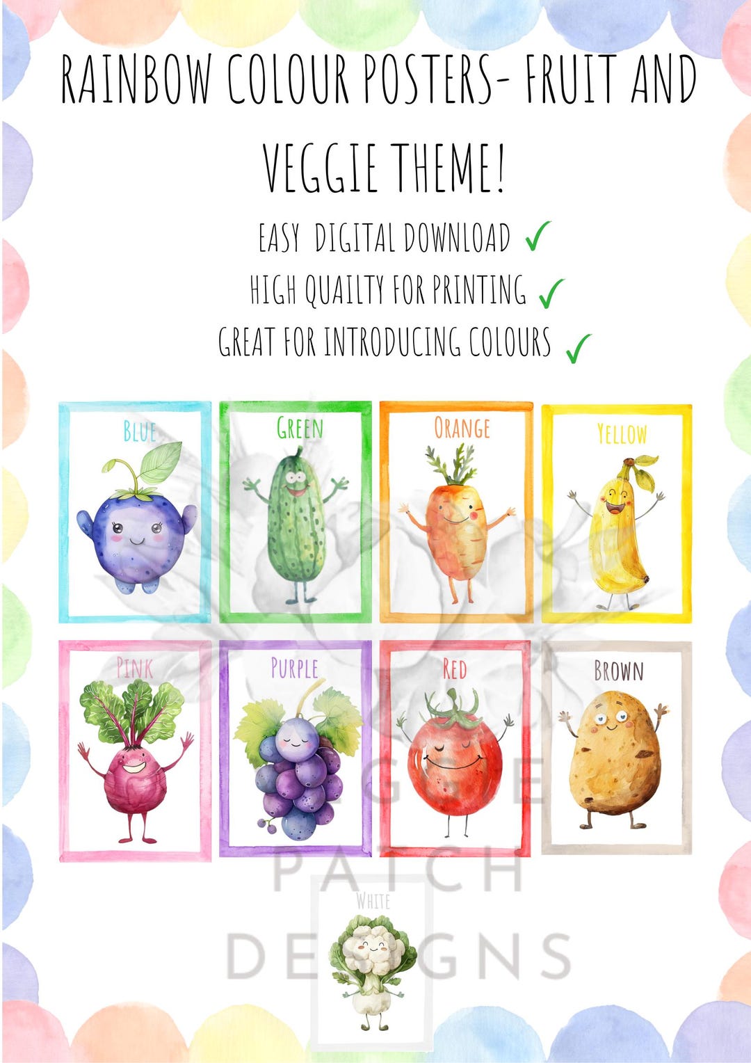 Colour Posters- Fruit and Veggie Theme - Etsy