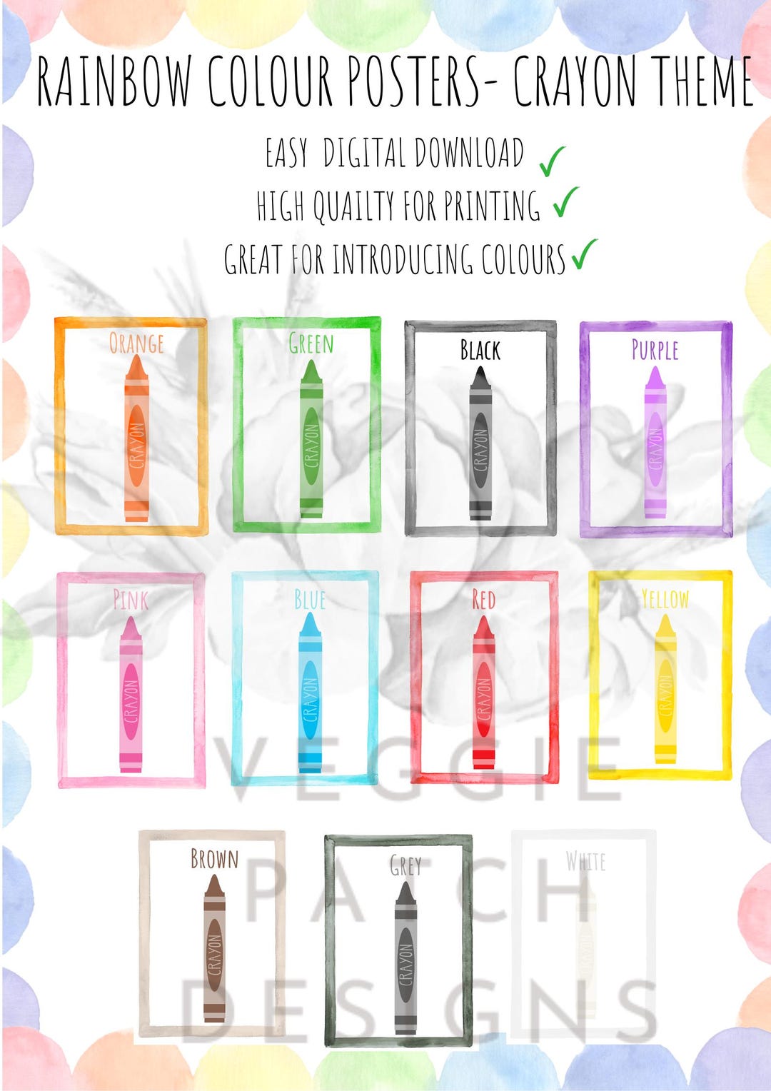 Toddler and Preschool Colour Posters- Crayon Theme - Etsy