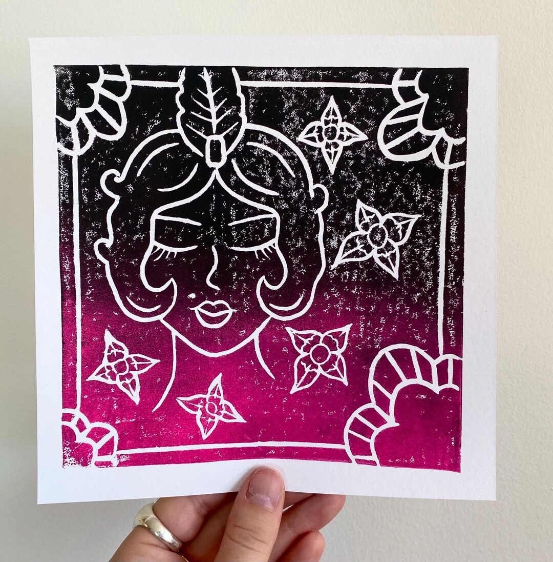 Flapper Girl Linocut Print: 1920s Art Deco, Hand Printed - Etsy