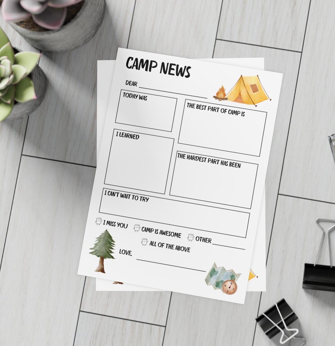 Camp Notes, Fill-in-the-blank Cards for Children at Summer Camp ...