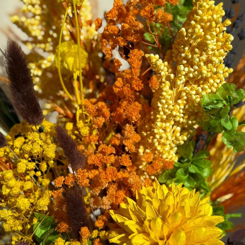 Fall Dried Flower Bouquet – Autumn Colors Rustic Arrangement With ...