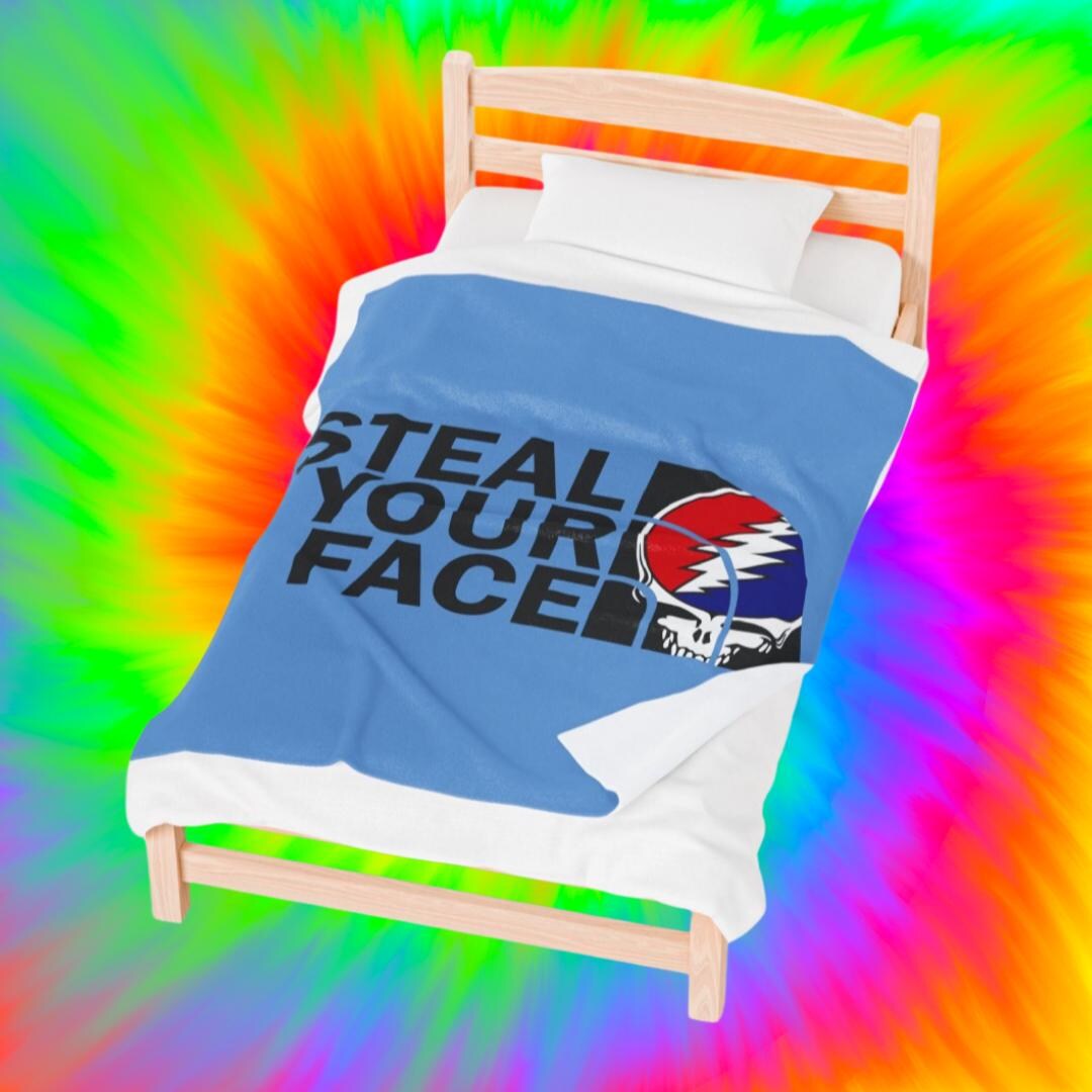 Steal Your Face Velveteen Plush Blanket, Deadhead Gift, Concert Blanket ...
