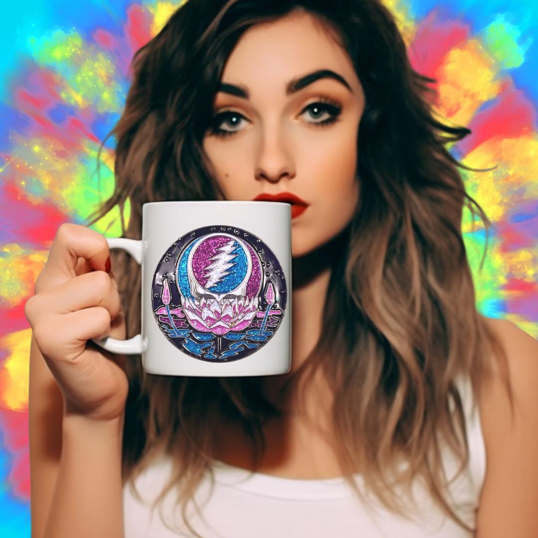 Grateful Dead Steal Your Face Lotus Ceramic Mug, Deadhead Gift, 11oz ...