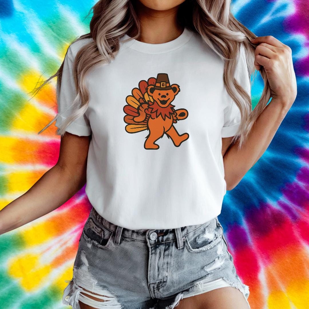 Deadhead Thanksgiving T-shirt, Dancing Bear Turkey, Bella Canvas 3001 ...