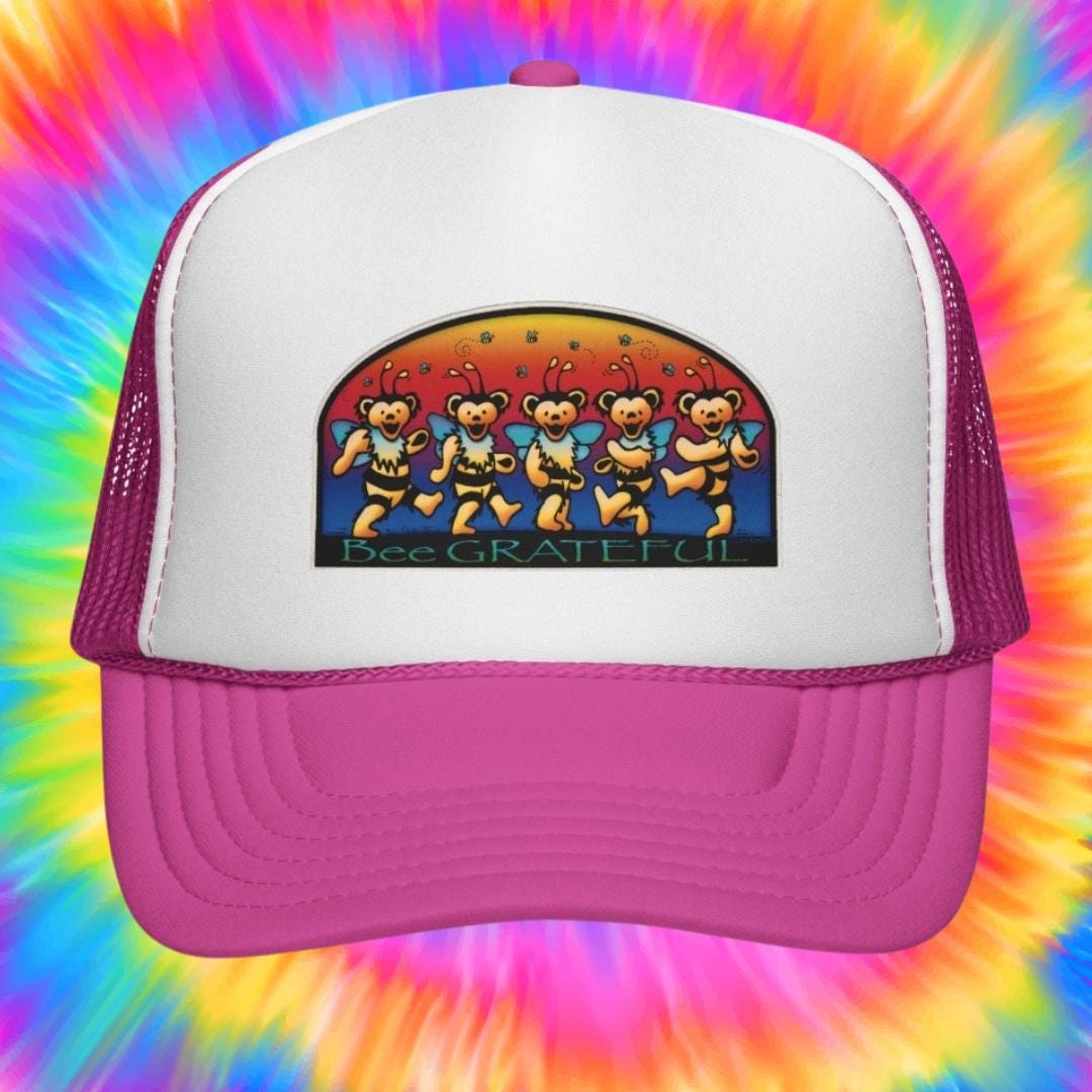Bee Grateful Cap, Grateful Dead Inspired Trucker Cap, Deadhead Hat ...