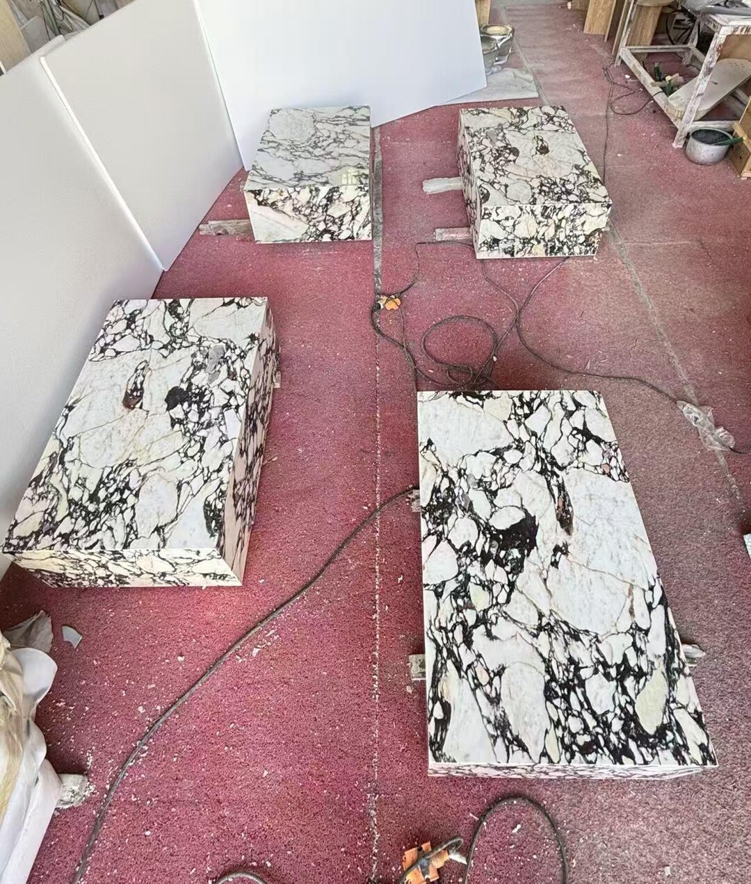 Italian Calacatta Viola Marble Plinth Coffee Tables - Etsy