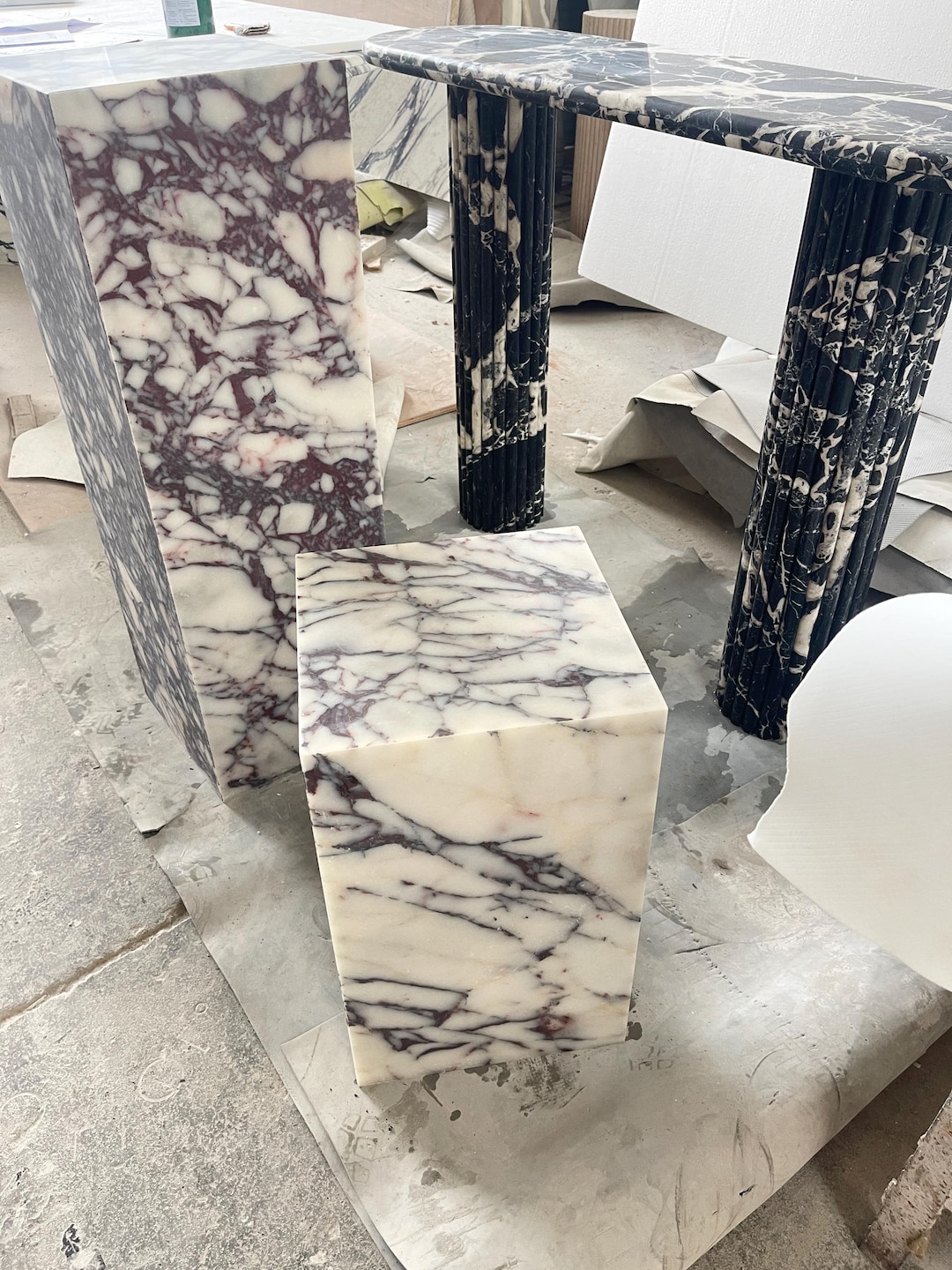 Calacatta Viola Marble Plinths/side Tables - Etsy
