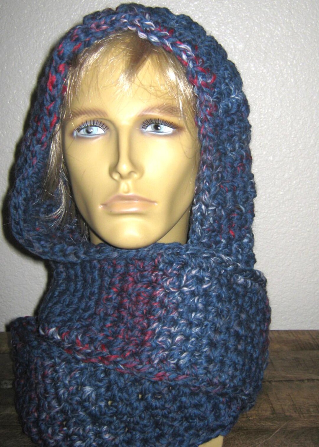 WINTER SALE Lower Price Hooded Scarf Scoodie Multicolored Blue Base ...
