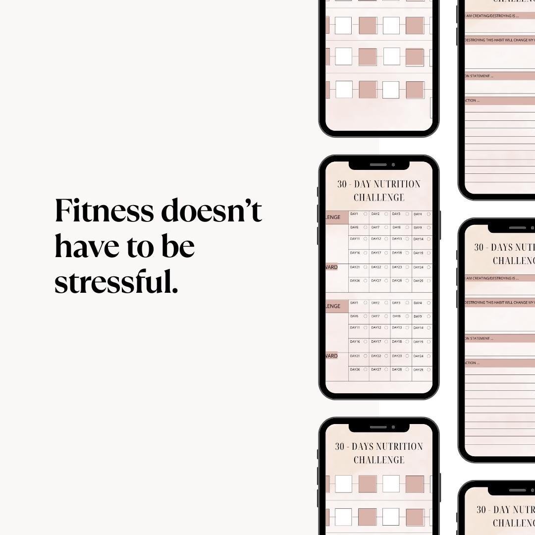 Nutrition Challenge Digital Download - Habit Tracker, Canva Template ...