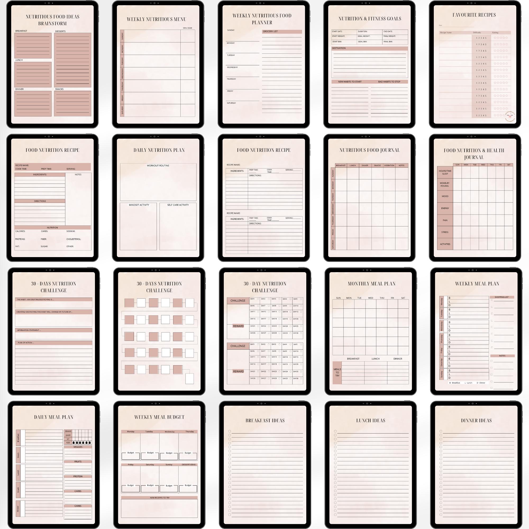 Nutrition Journal, Printable Food Diary, Daily Meal Tracker, Weight ...
