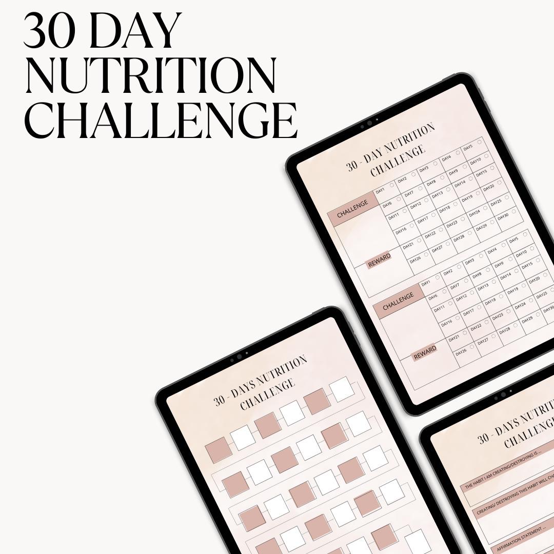 Nutrition Challenge Digital Download - Habit Tracker, Canva Template ...