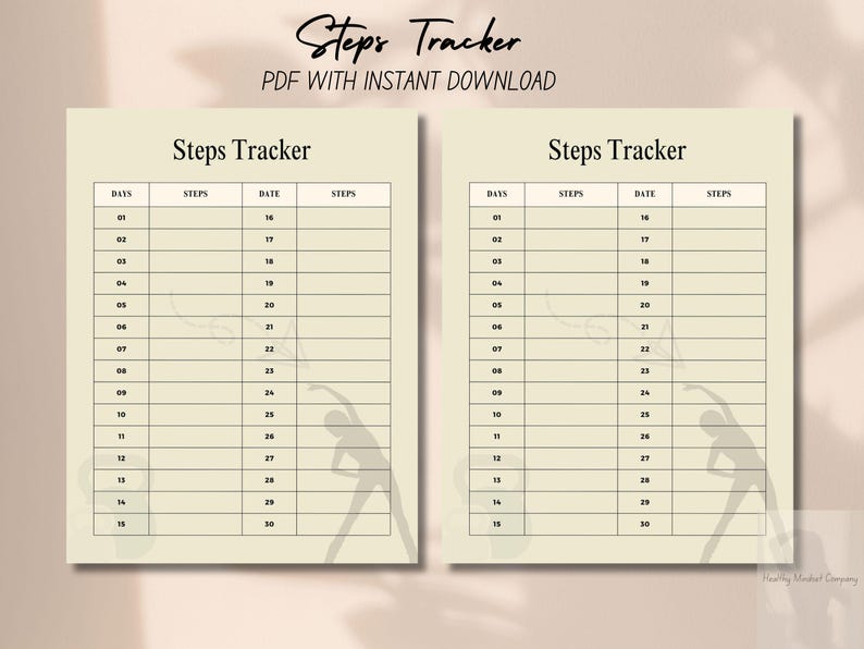 Step Log Printable Health Planner Template Walking Tracker Step Tracker ...