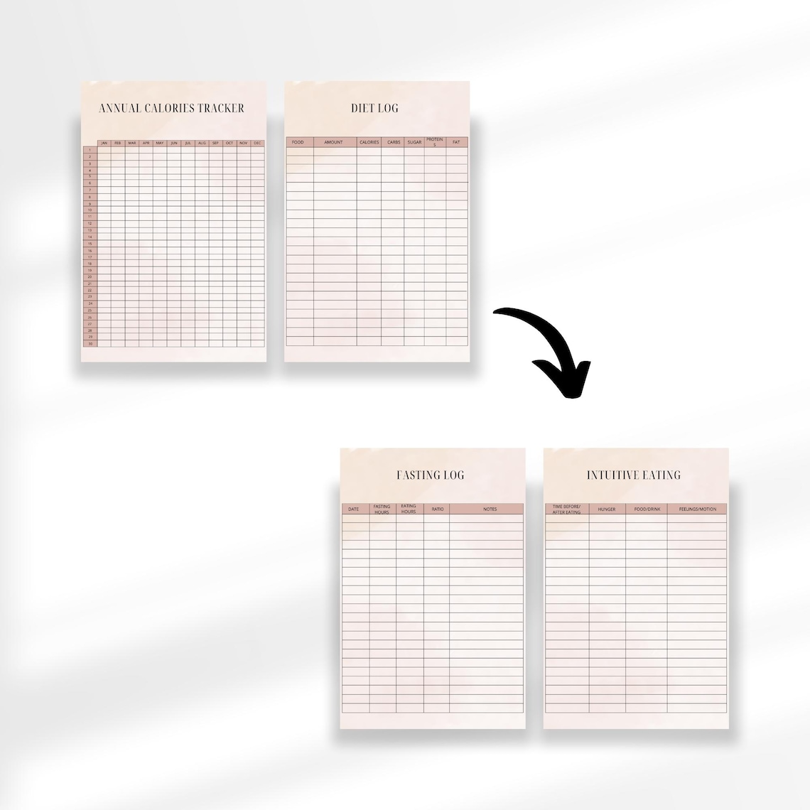 Nutrition Journal, Printable Food Diary, Daily Meal Tracker, Weight ...