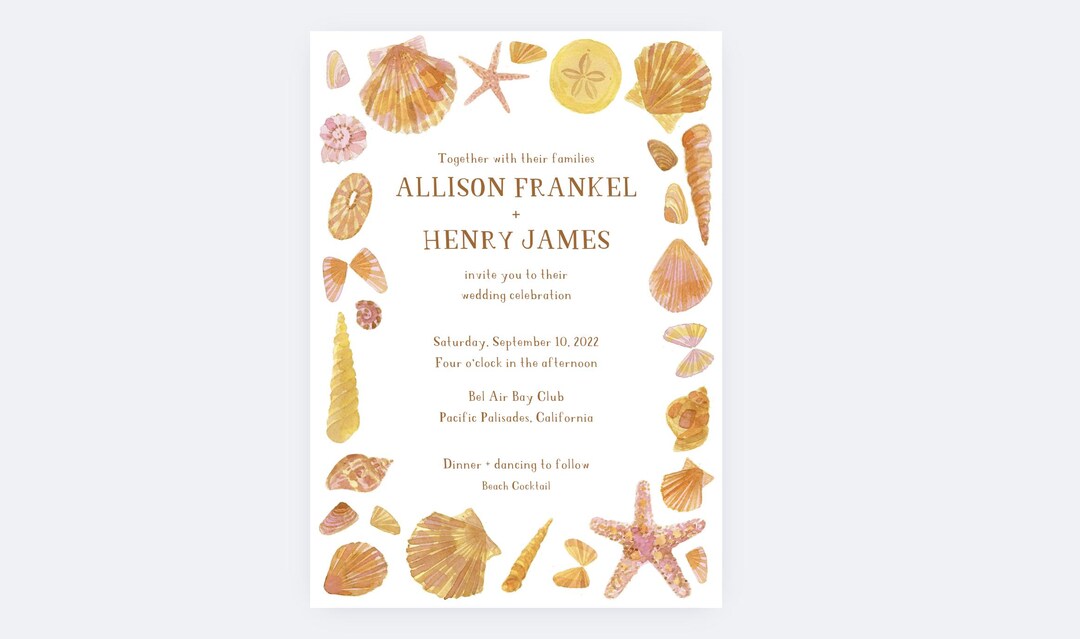 Sunset Shell Invitation - Customizable Template - Etsy