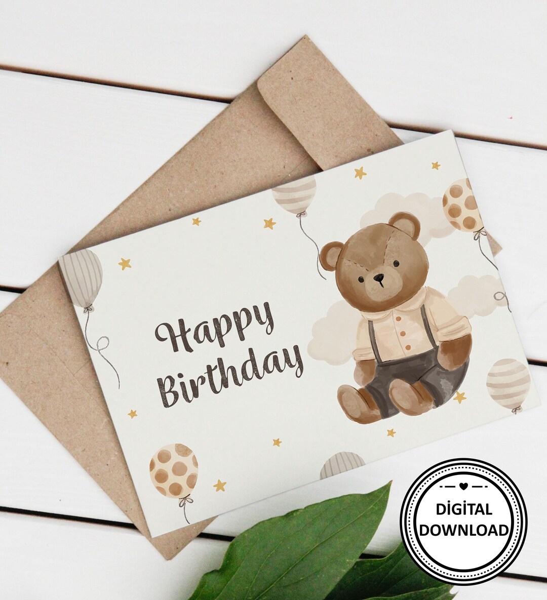 Happy Birthday Digital Printable Card Birthday Invitation Card Digital ...