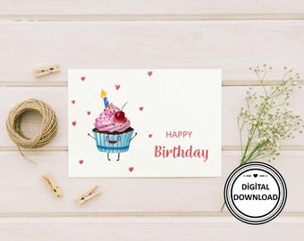 Happy Birthday Digital Printable Card Birthday Invitation Card Digital ...