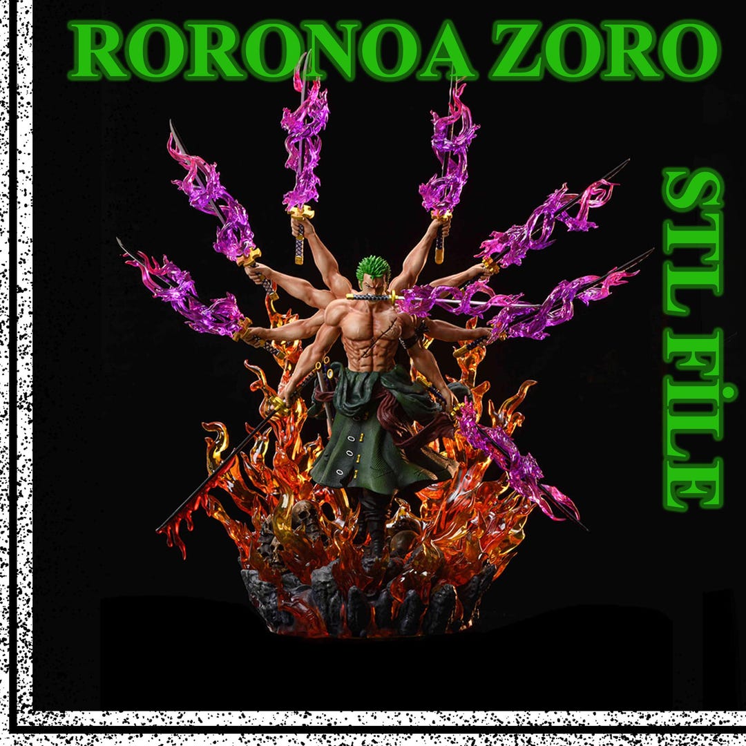 Zoro Stl, Zoro Ashura, Digital File 3D Printing Figurine Zoro Manga STL ...