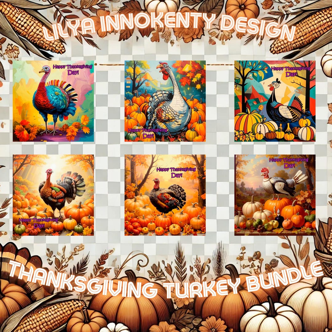 Thanksgiving Turkey Clipart Bundle Digital Fall Clip Art Sublimation ...