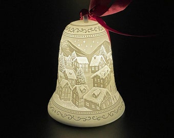 Nativity Scene - Illuminated Porcelain Bell Christmas Ornament - Etsy