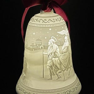 Nativity Scene - Illuminated Porcelain Bell Christmas Ornament - Etsy