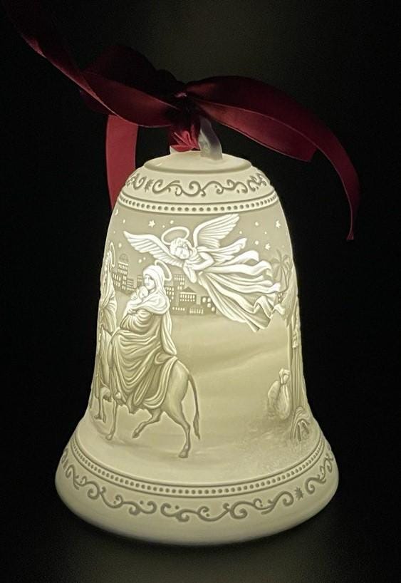 Nativity Scene - Illuminated Porcelain Bell Christmas Ornament - Etsy