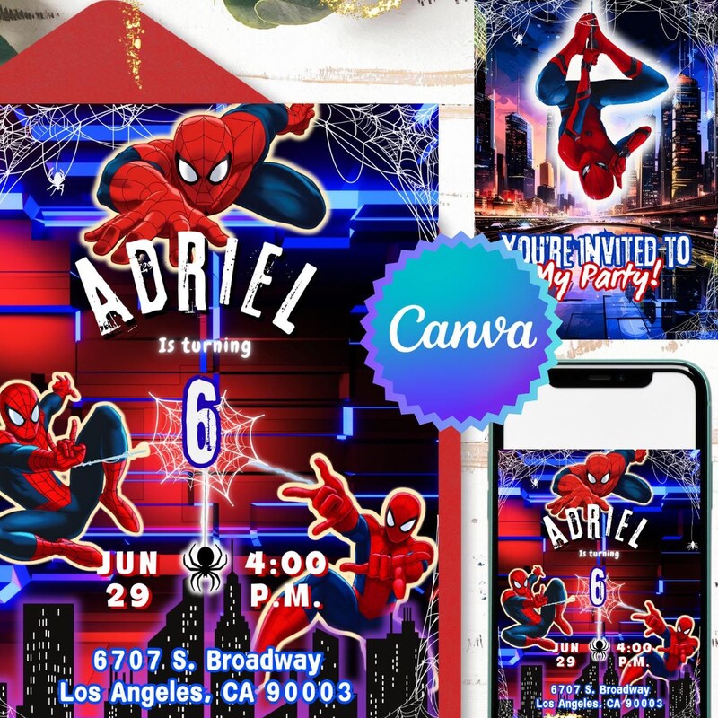 Spiderman Invitation - Etsy