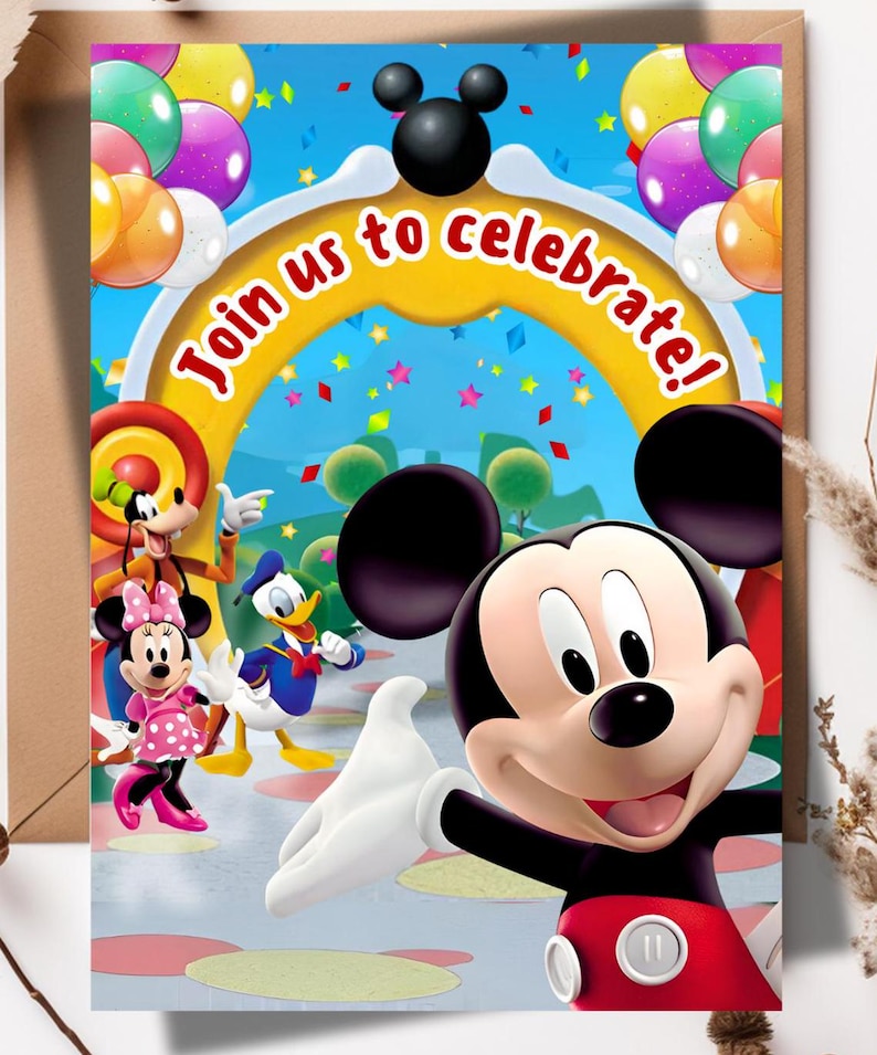 Mickey Mouse Clubhouse Birthday Invitation 5x7in, Mickey Mouse ...