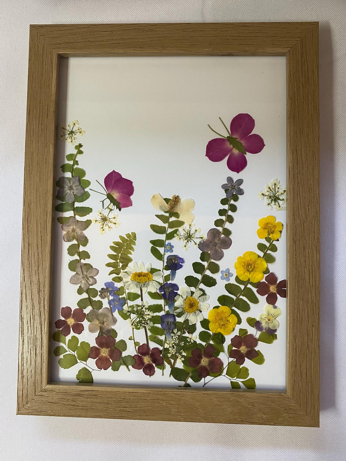 Pressed Flower Frame, Real Dried Flowers, Hanging Wall Decor, Handmade ...