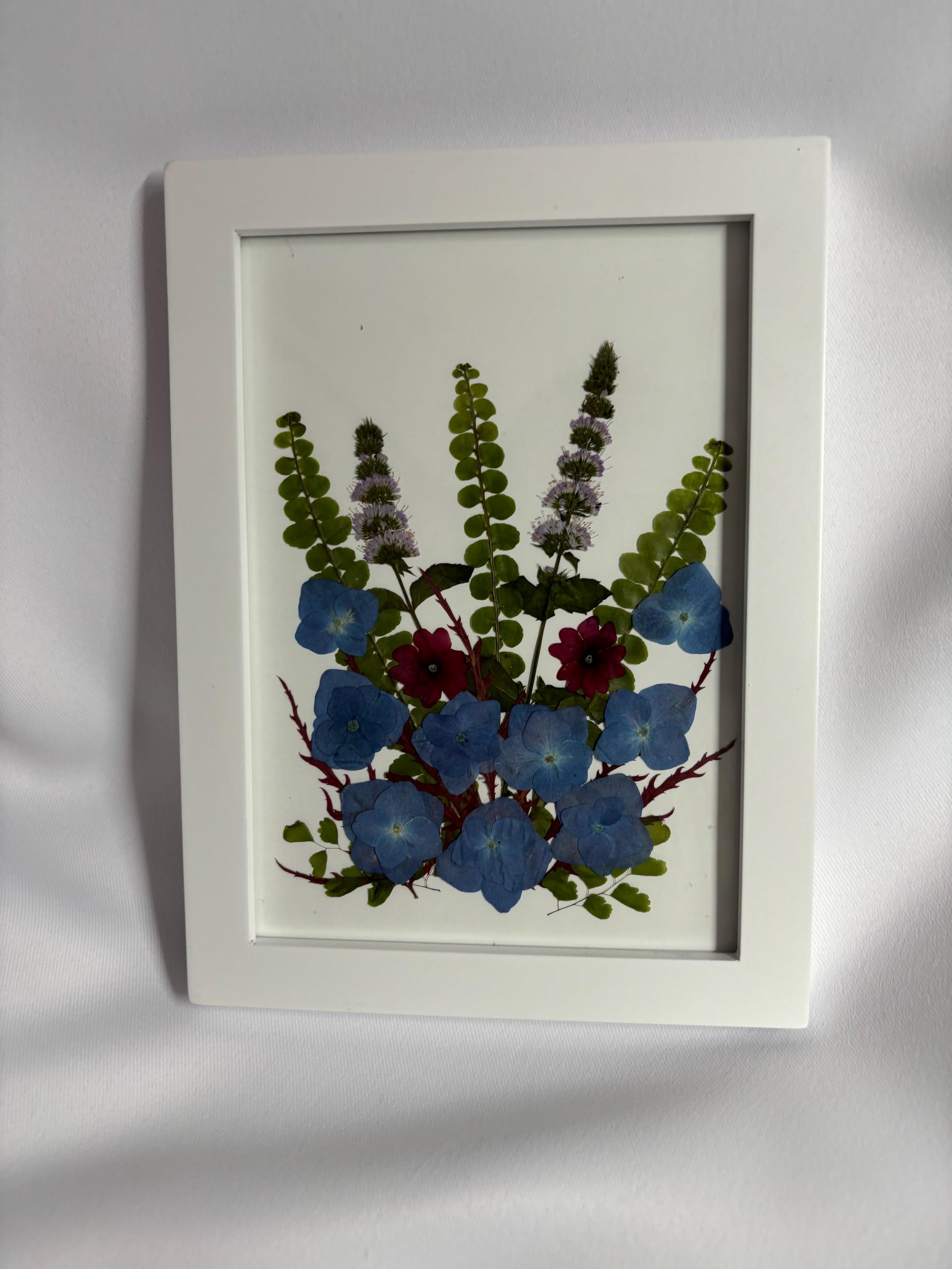 Pressed Flower Frame, Real Dried Flowers, Hanging Wall Decor, Handmade ...