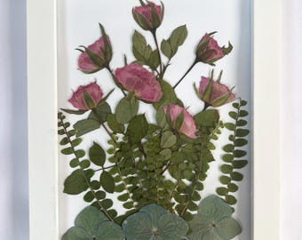 Pressed Flower Frame, Real Dried Flowers, Hanging Wall Decor, Handmade ...