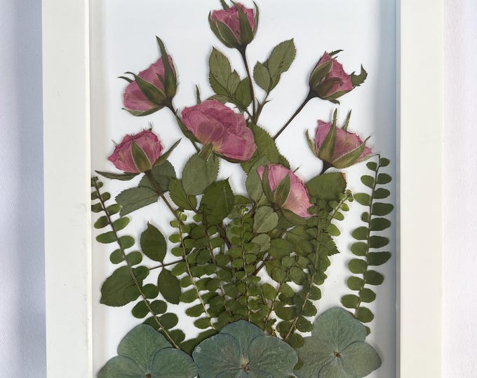 Pressed Flower Frame, Real Dried Flowers, Hanging Wall Decor, Handmade ...