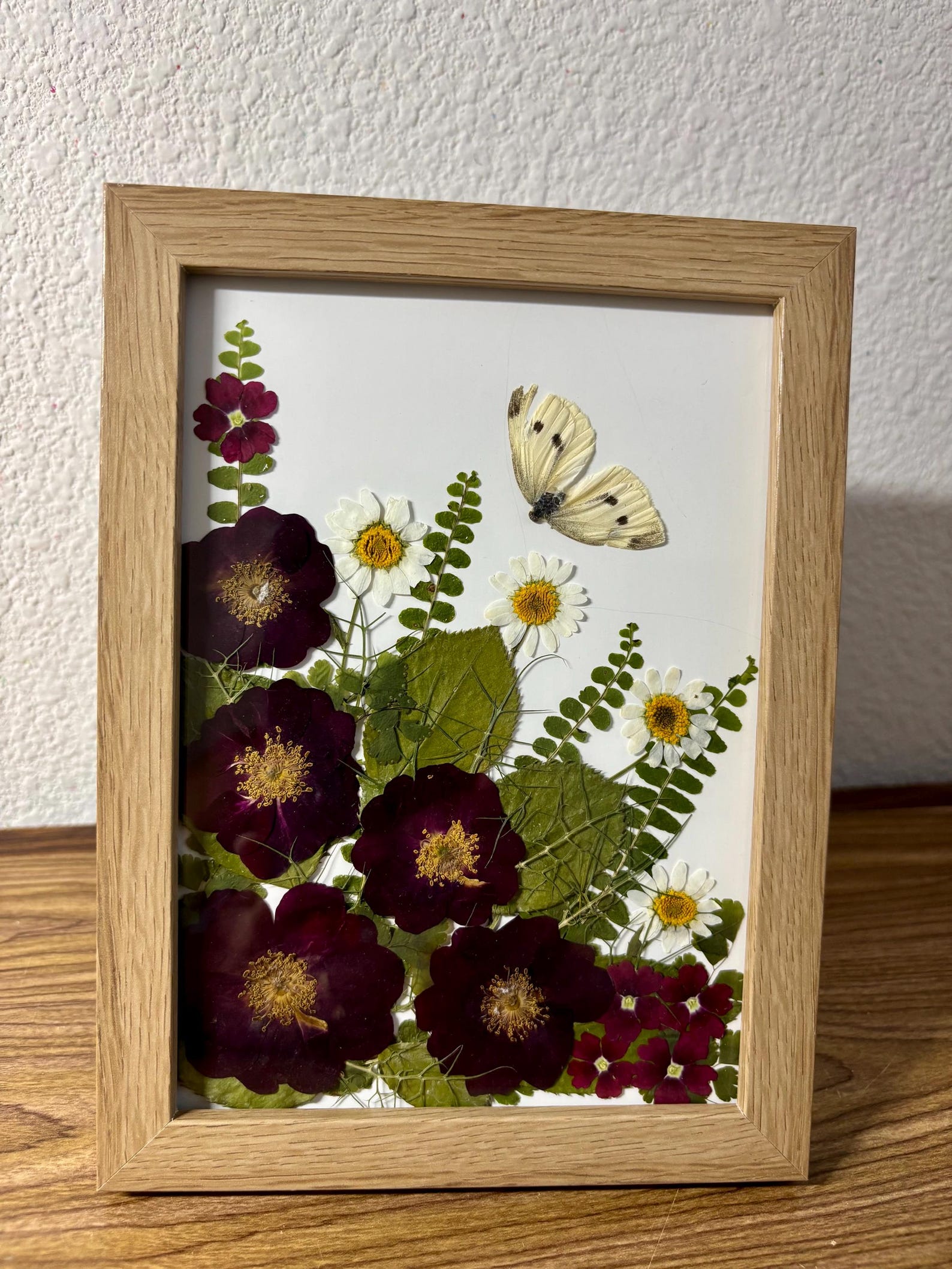 Pressed Flower Frame, Real Dried Flowers, Hanging Wall Decor, Handmade ...