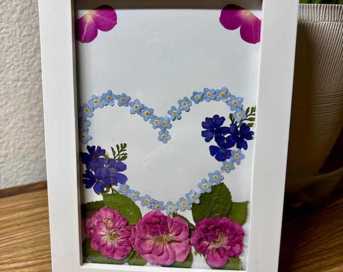 Pressed Flower Frame, Real Dried Flowers, Hanging Wall Decor, Handmade ...