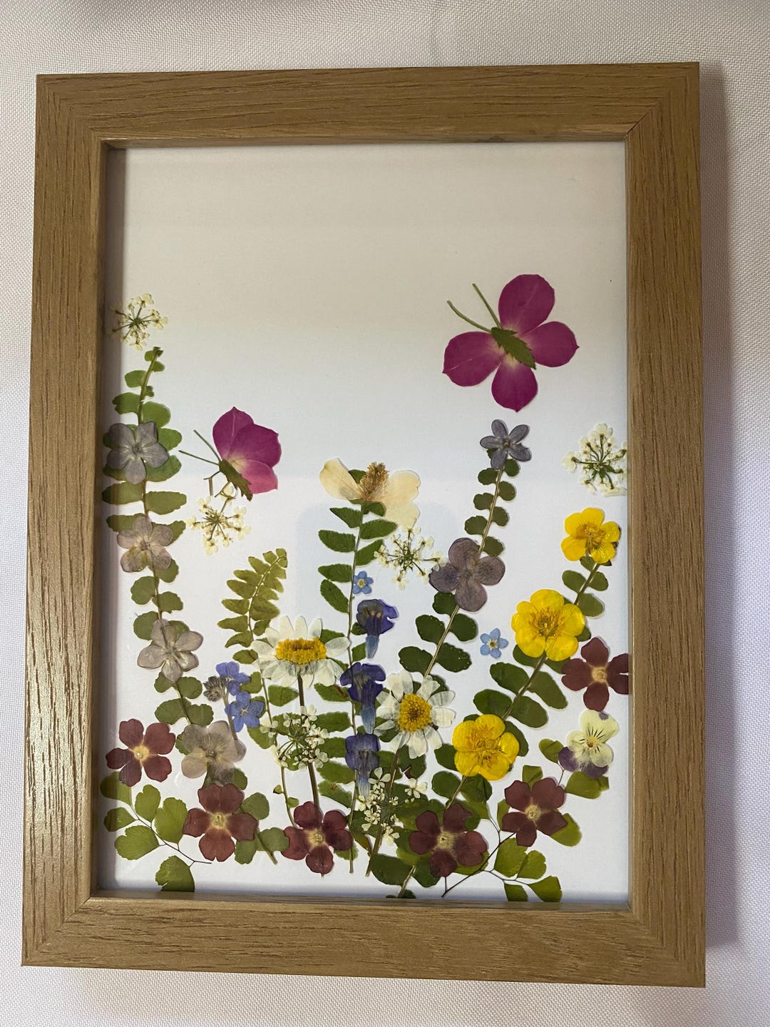 Pressed Flower Frame, Real Dried Flowers, Hanging Wall Decor, Handmade ...