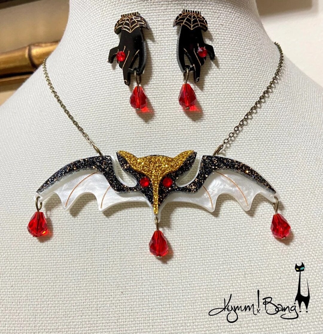Lily Munster Exclusive Bat Necklace And Victorian Hand Etsy