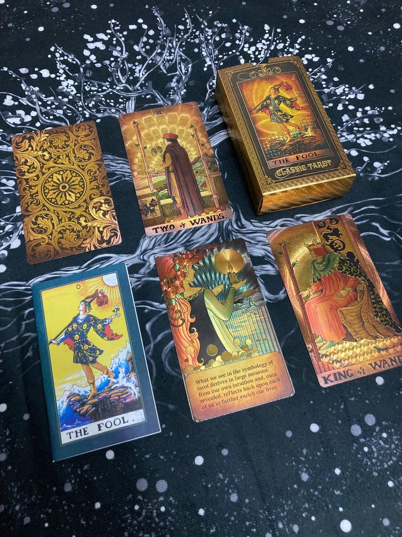 Gold Foil Tarot Deck - 78 Card Set for Divination & Meditation - Etsy