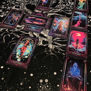 Neon Tarot Deck: 78 Oracle Cards With Clear English Interpretations - Etsy