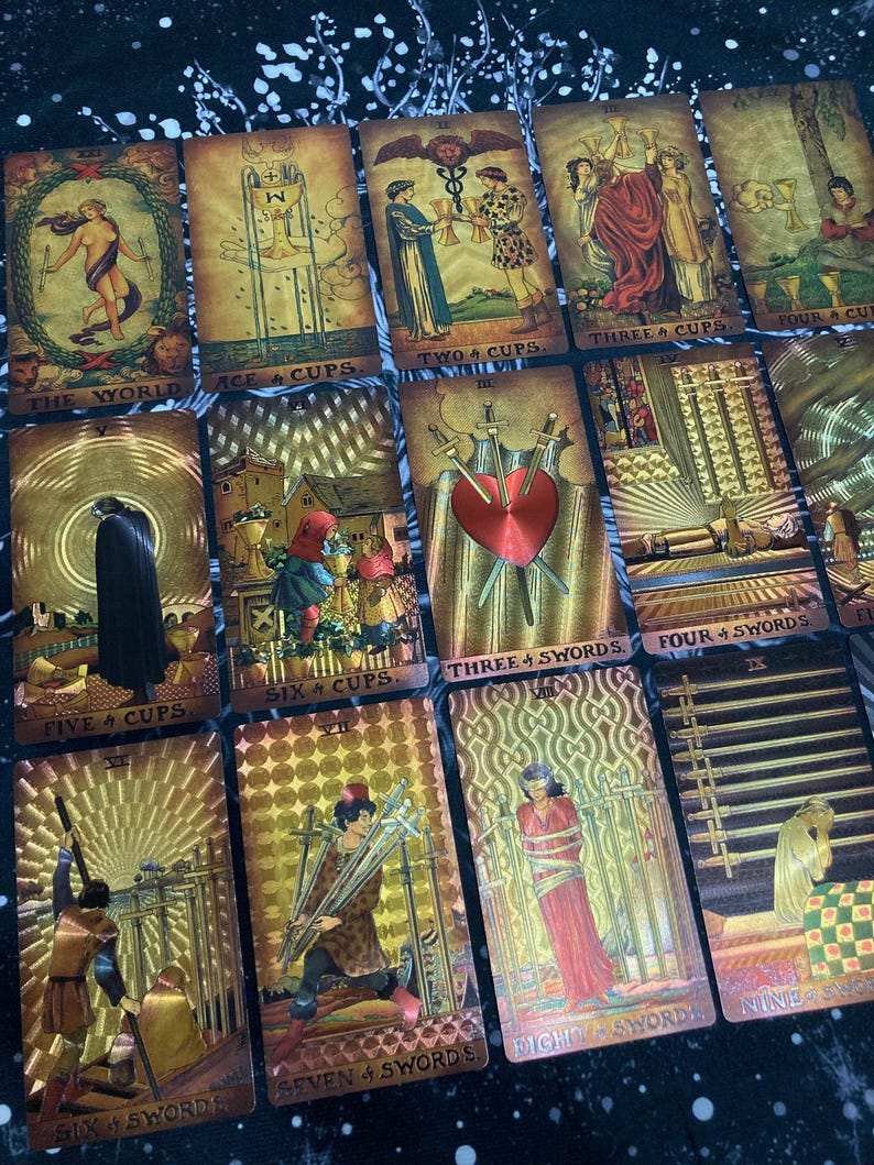 Gold Foil Tarot Deck - 78 Card Set for Divination & Meditation - Etsy
