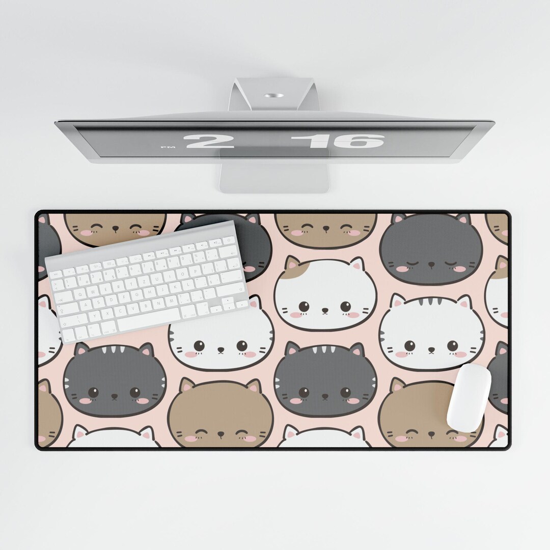 Cute Cats Desk Mat Cozy Kawaii Gaming Mouse Pad Cute Aesthetic Desk ...