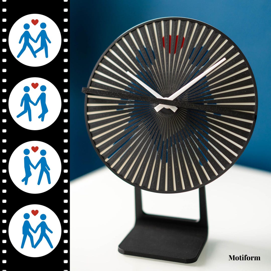 Scanimation Clock Human Walking Holding Hands, Valentine's Day, Moire ...