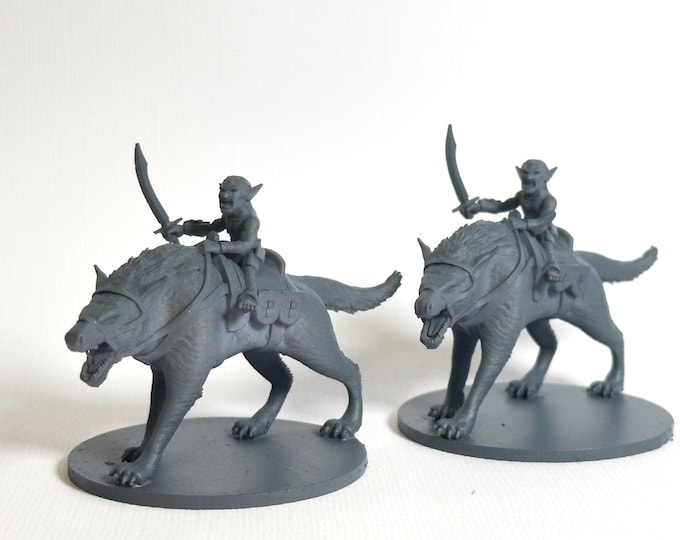Set of 2 Goblin Worg Rider Miniatures for Tabletop Rpgs – Pre-primed ...