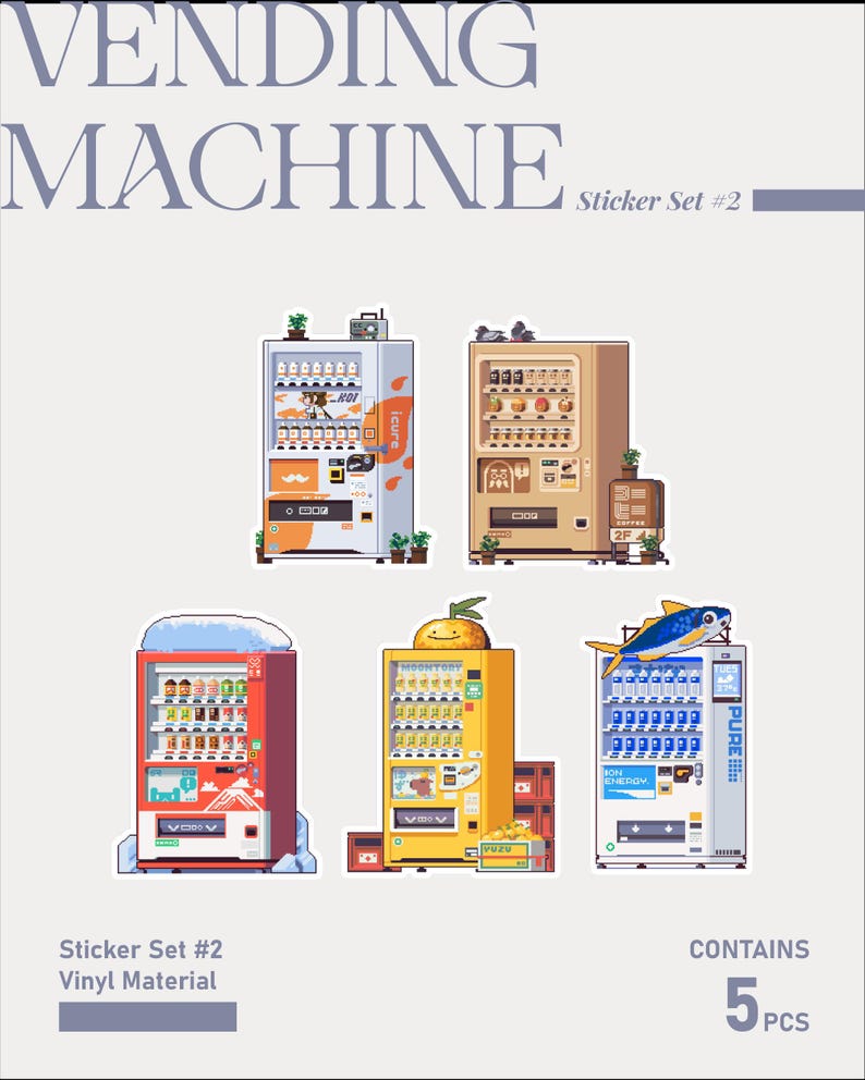 Yuzu Vending Machine 8bit Vinyl Sticker - Etsy