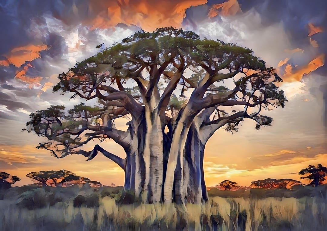 Geometric Baobab Tree Art A Digital Print for Bold, Modern Decor. - Etsy