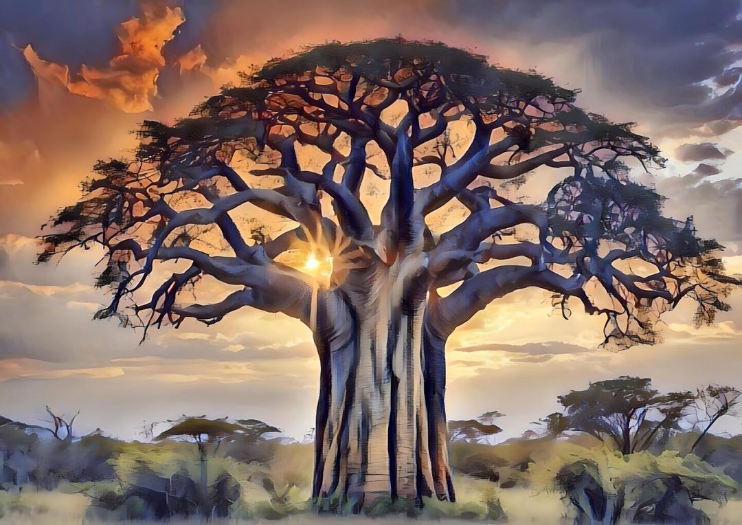 Geometric Baobab Tree Art – A Digital Print for Bold, Modern Decor. - Etsy